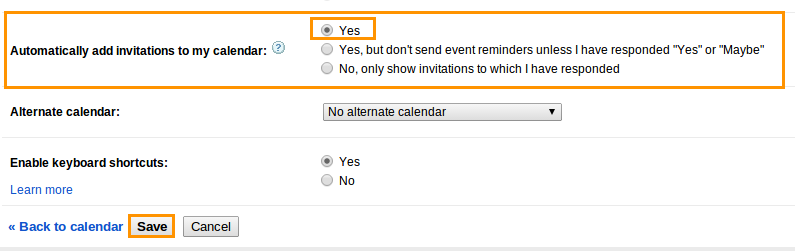 Why the events are not synced to my default calendar in Google?