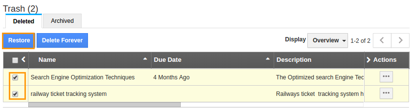 How do I restore a deleted project?