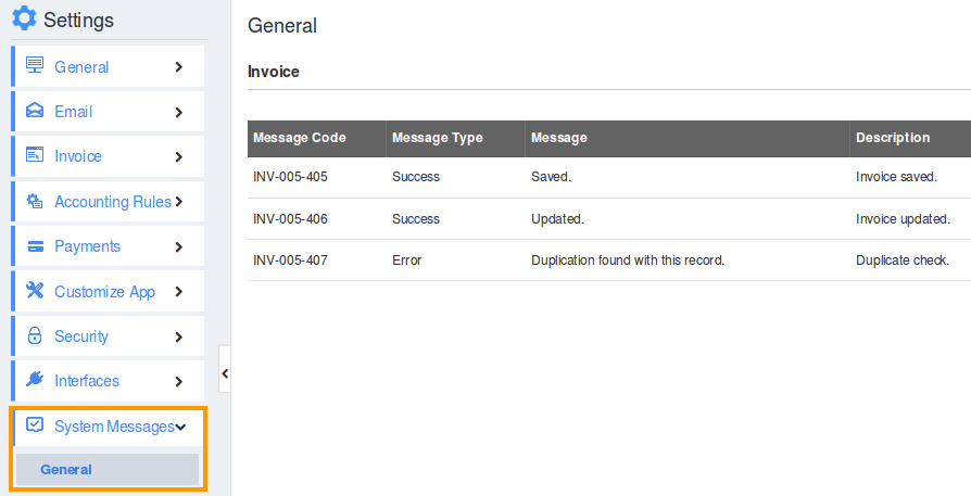 How Do I Alert My System Messages In Invoices App?