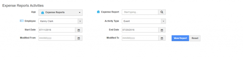 Reports Activities in Expense Reports - Apptivo Blog