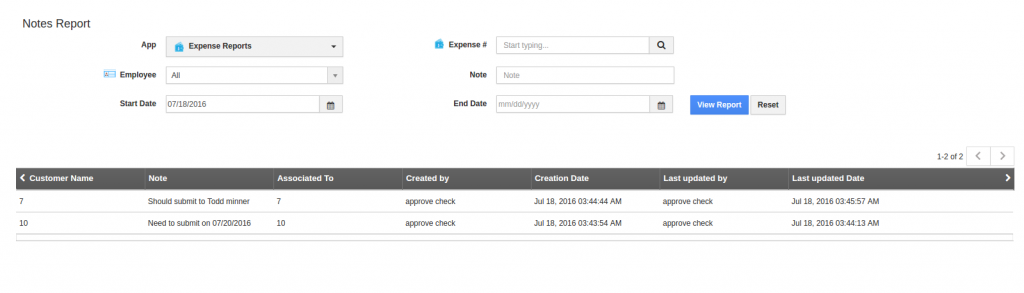 Reports Activities in Expense Reports - Apptivo Blog