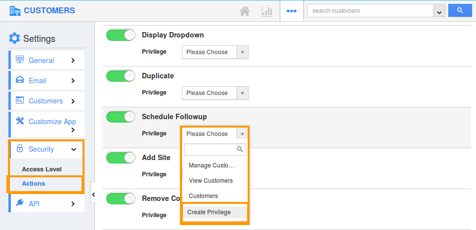 How do I allow users to schedule a followup to a Customer?