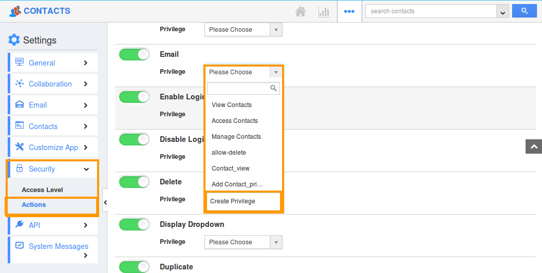 How do I allow users to email a contact?