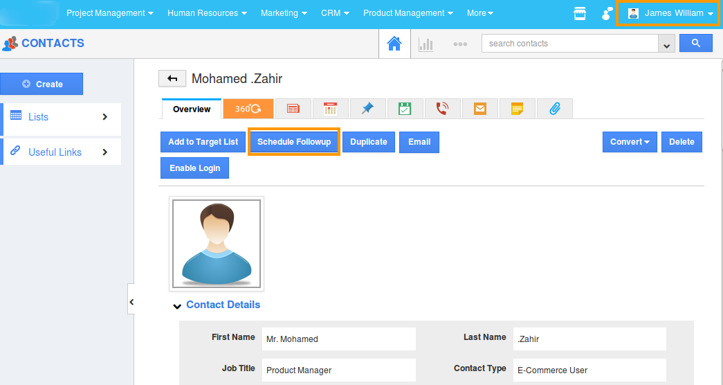 How do I allow users to schedule a followup to contact? | Apptivo FAQ