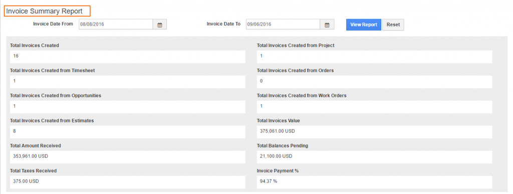 How can we get the reports in Invoices? - Apptivo