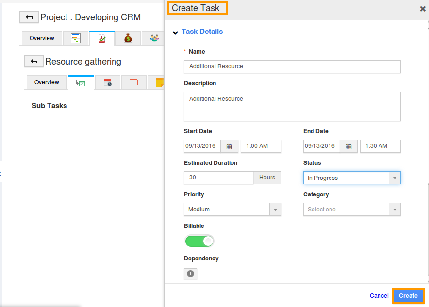 How Do I Create Sub Tasks Under Another Project Task Apptivo Faq