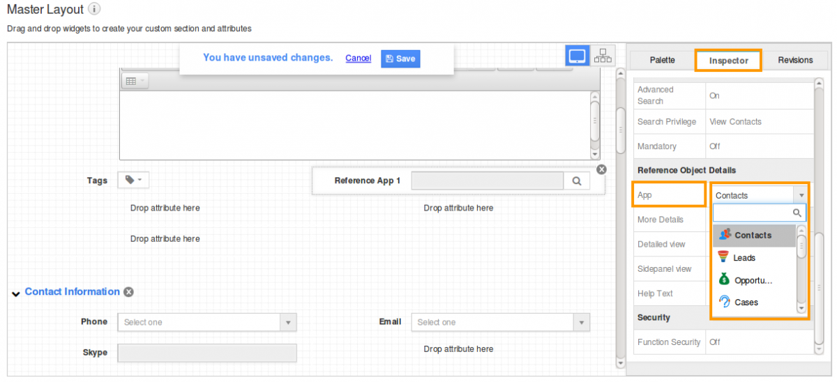 How to Create Reference App Attributes in Contacts App?