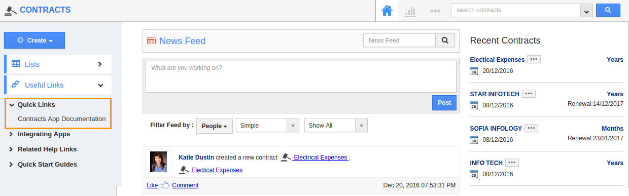 How Do I Add Quick Links In Contracts App Apptivo FAQ