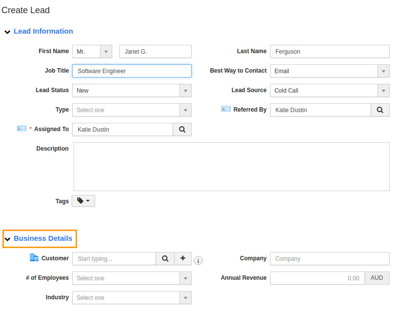 How to Add or Update Company/Customer Information of the Leads