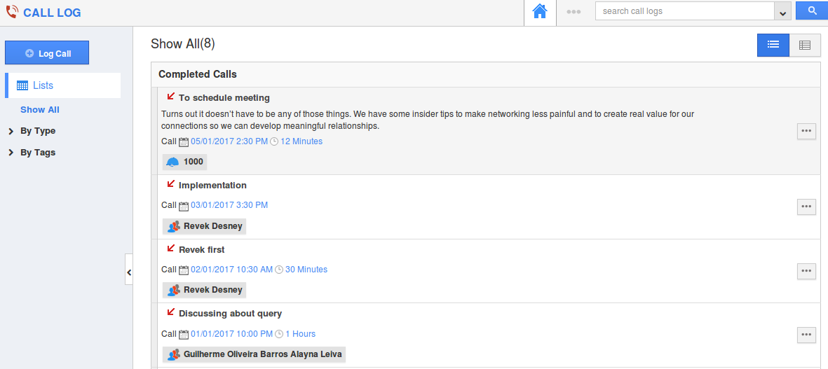 How do I schedule Follow Up for a Call Log?