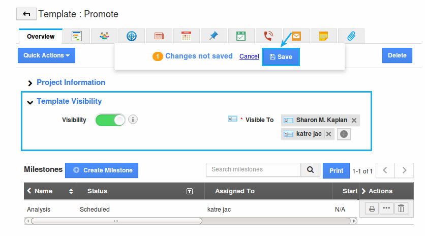 How do I Customize the Visibility of Templates in the Projects App?