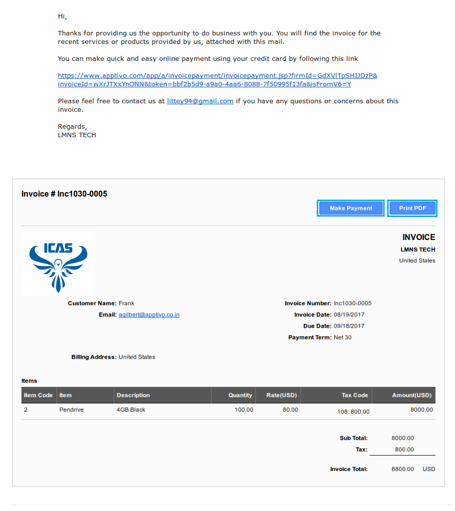 How Do I Email An Invoice To My Customer Apptivo FAQ