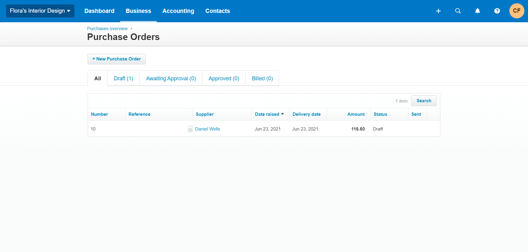 Create Purchase Order - Apptivo